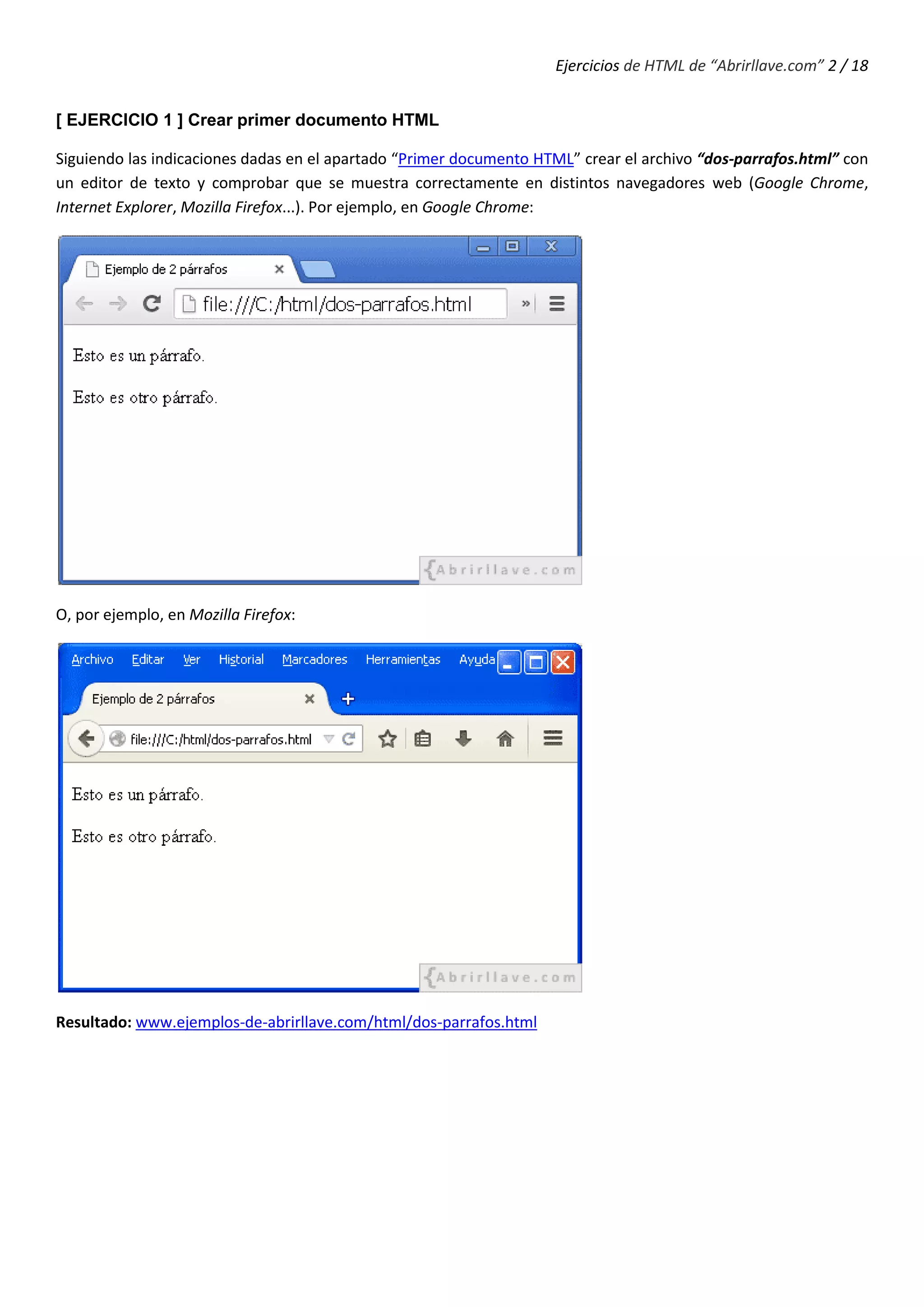 Ejercicios de HTML | PDF