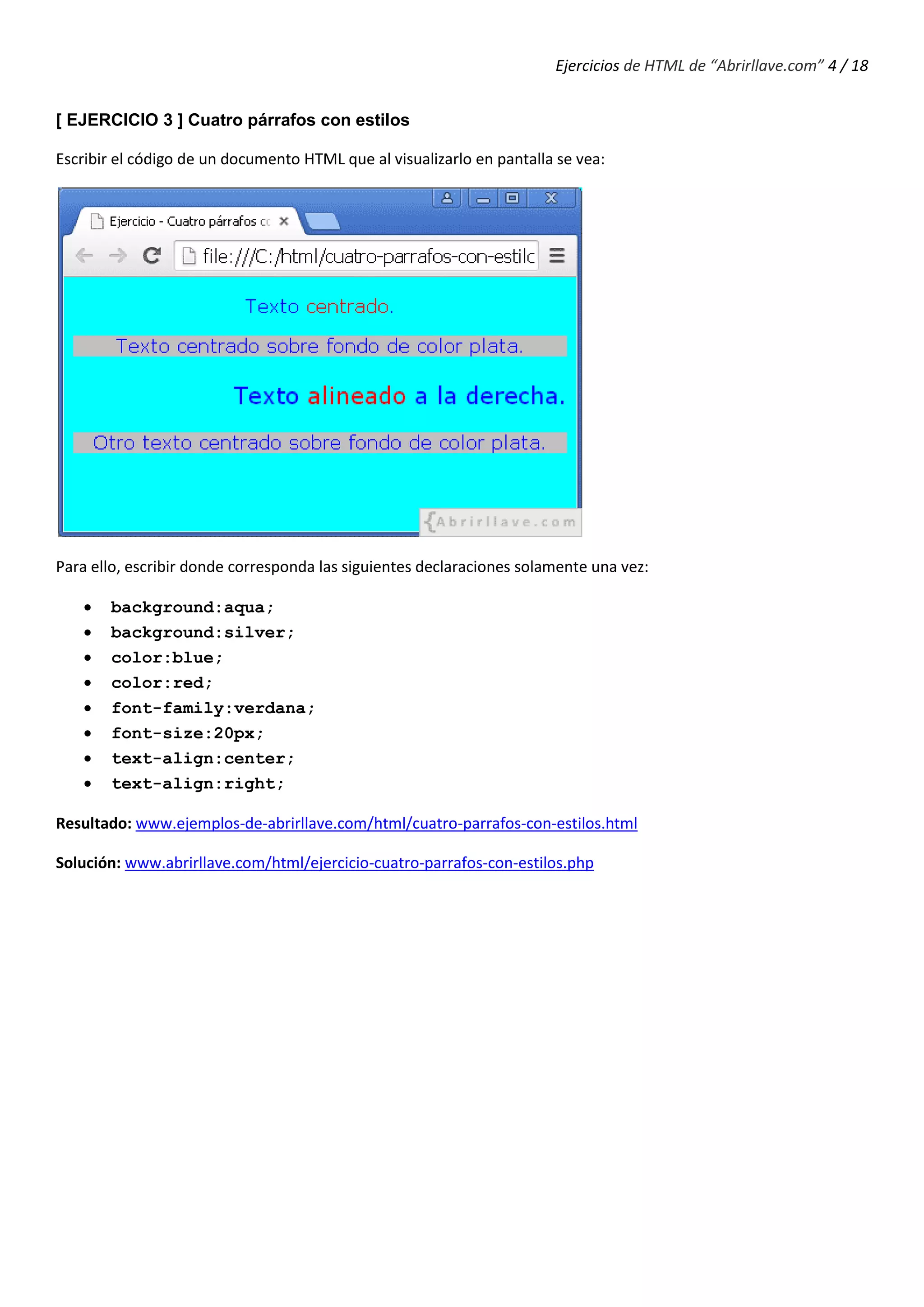 Ejercicios de HTML | PDF