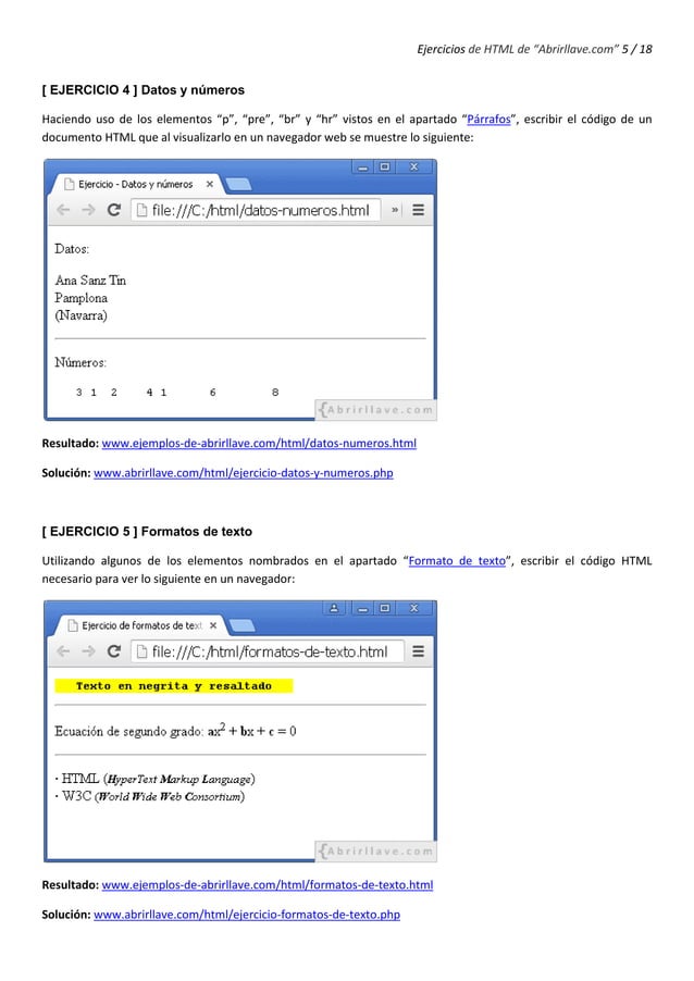 Ejercicios de HTML | PDF