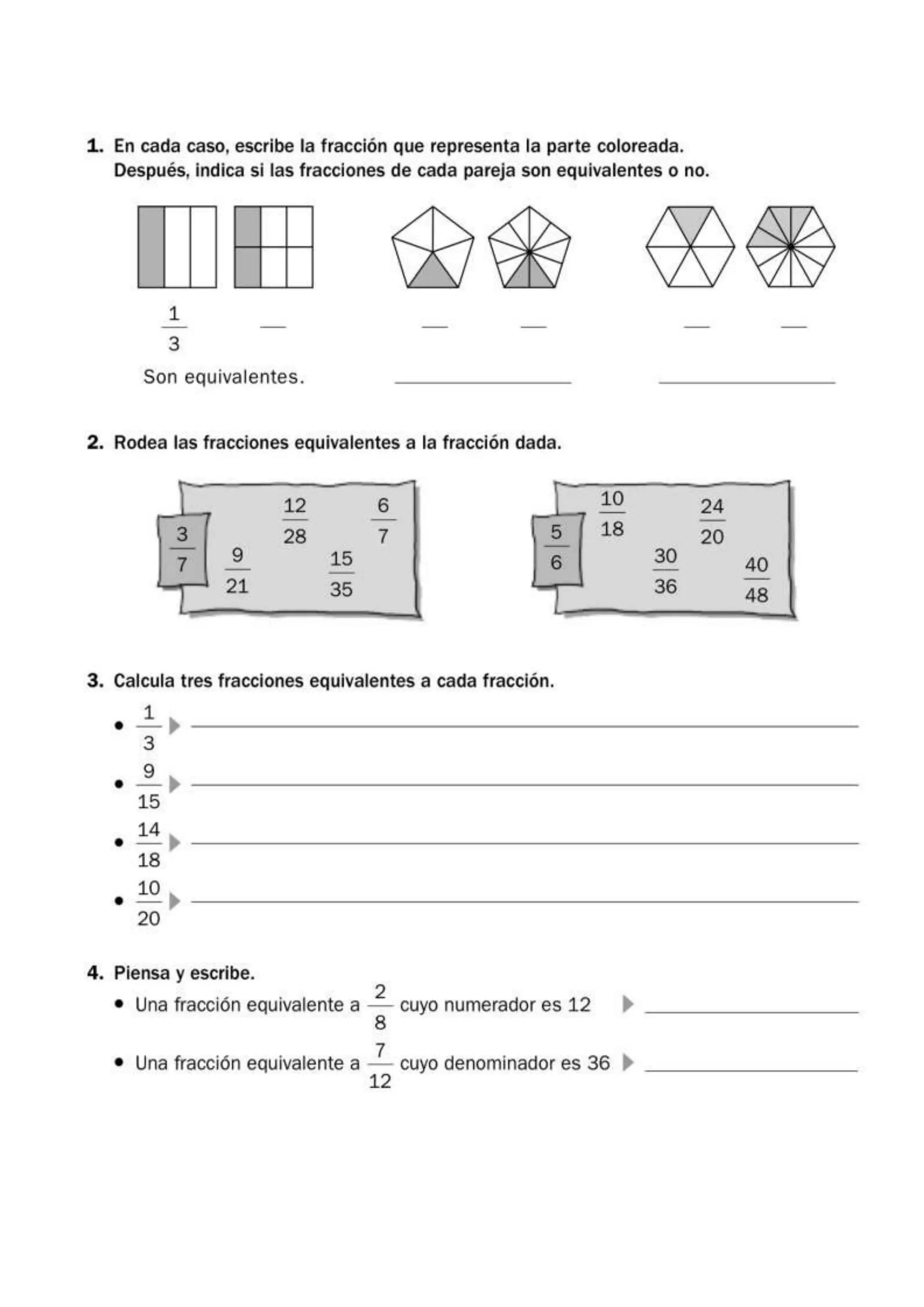 Ejercicios de-lectura-y-escritura-de-fracciones para 4 y 5 | PPT