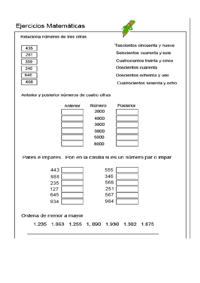 Ejercicios De Matematicas 3er Grado MATEMÁTICAS 3er Grado .1
