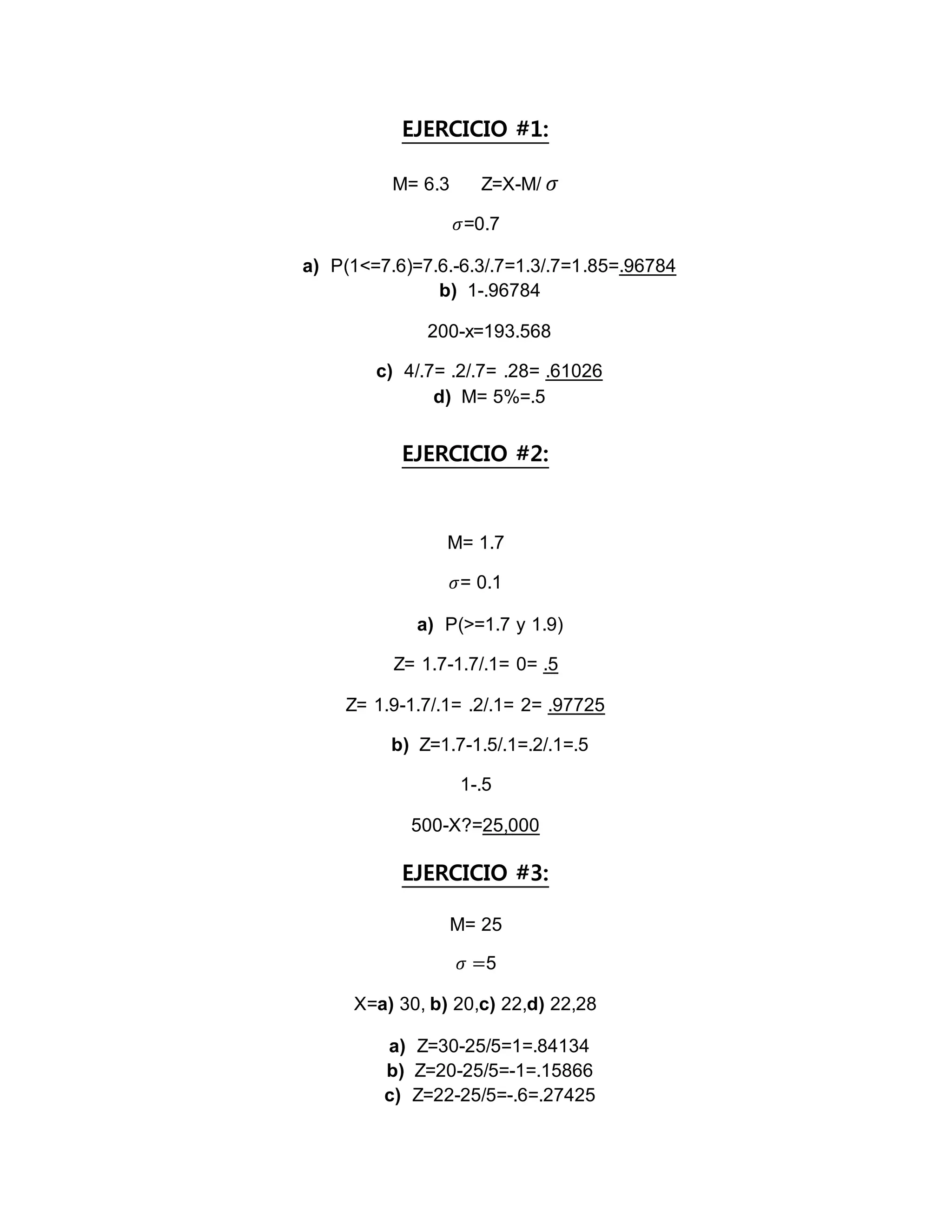 Ejercicios De Distribución Normal | DOCX