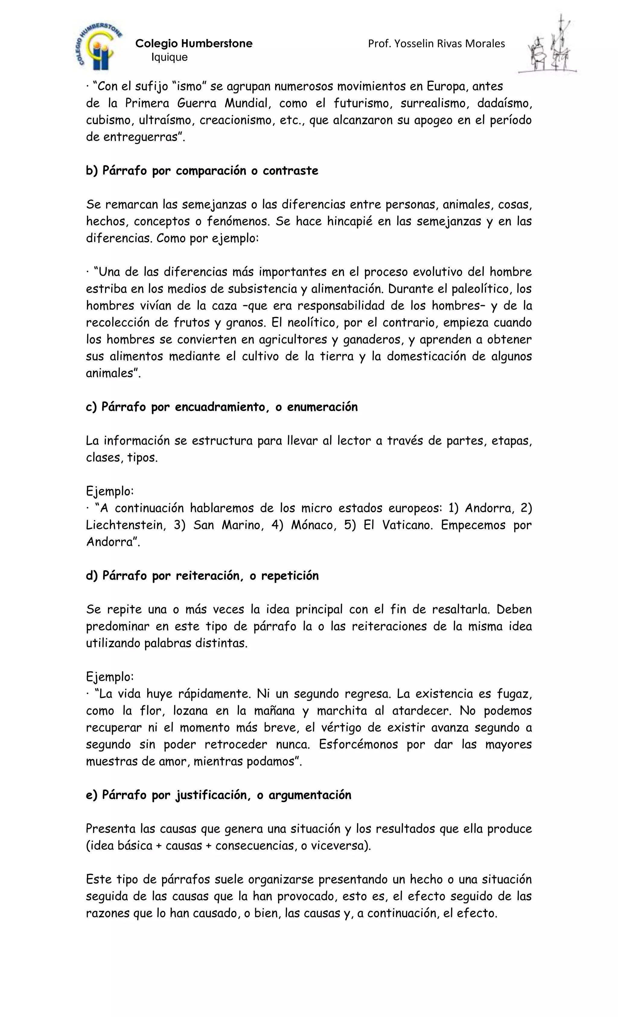 Ejercicios ideas principal, tipos de párrafos | DOCX