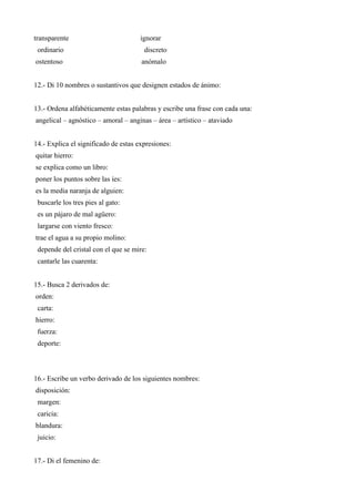 Ejercicios Vocabulario | PDF