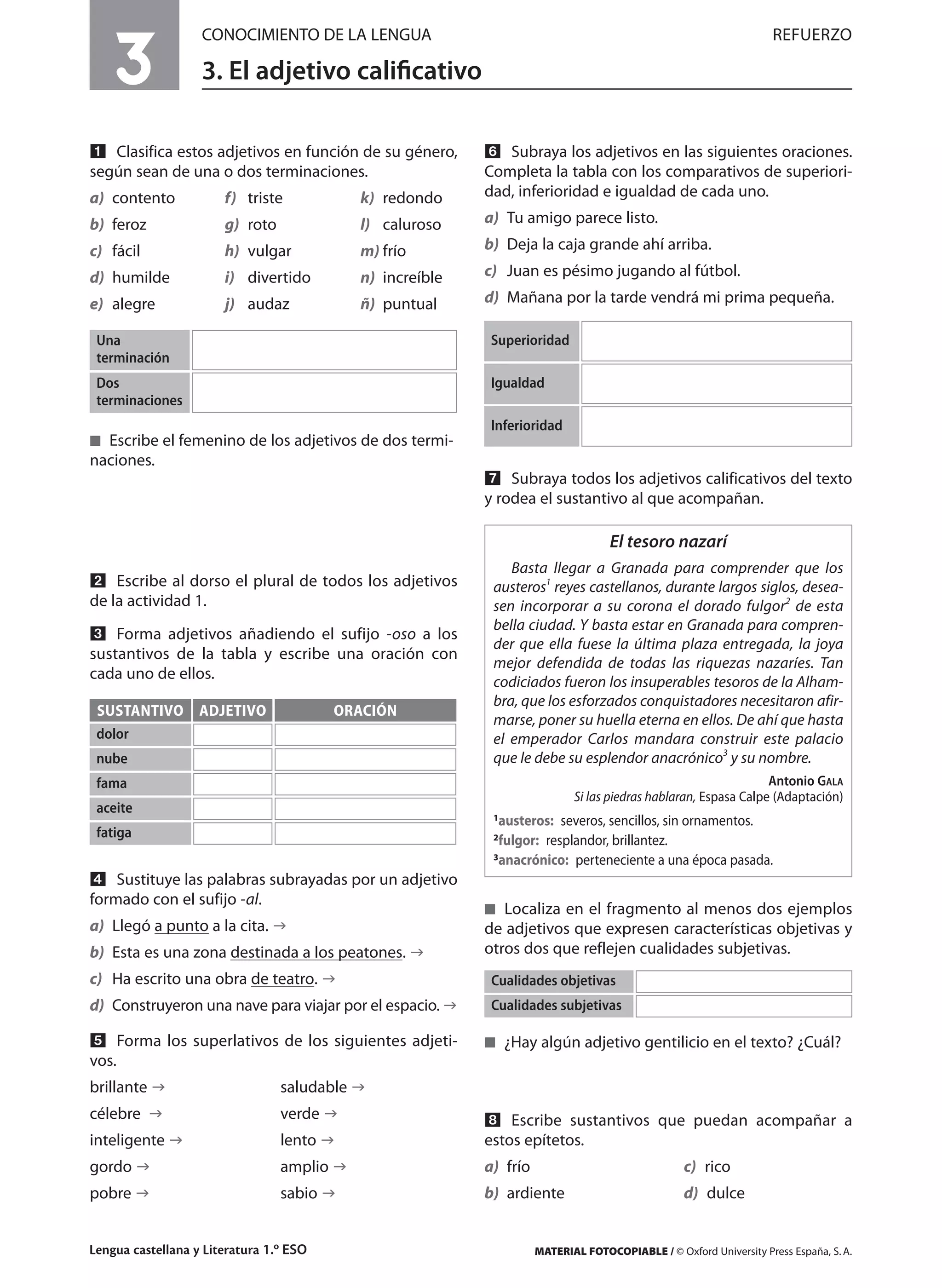 Ejercicios adjetivos | PDF