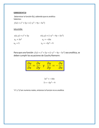 EJERCICIOS CON LA ECUACION DE CAUCHY RIEMANN DEL 1 AL 15 (1).pdf
