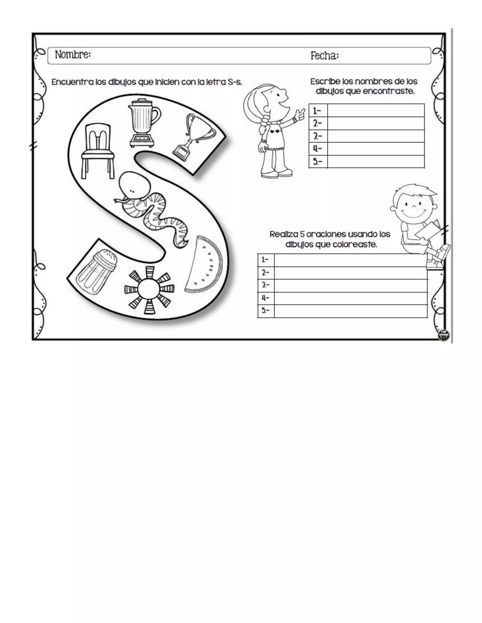 Actividades Con La Letra S Preescolar