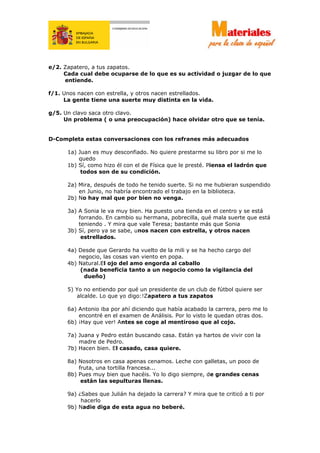 Ejercicios con refranes | PDF