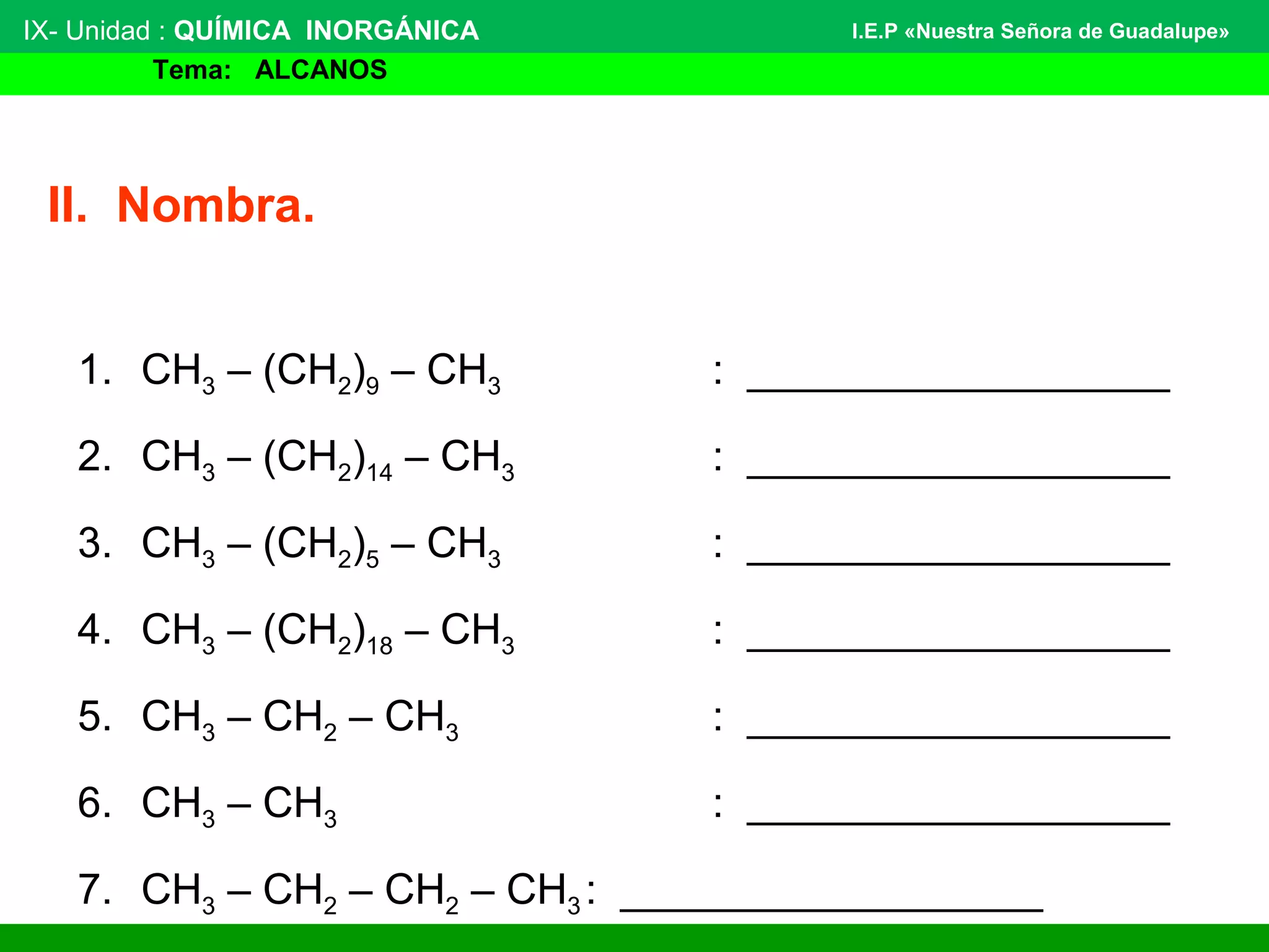 Ejercicios de alcanos | PPT