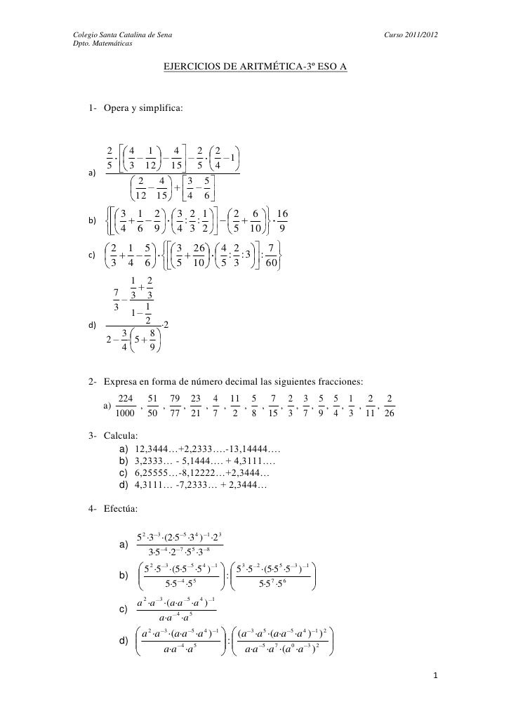 Ejercicios de aritmética