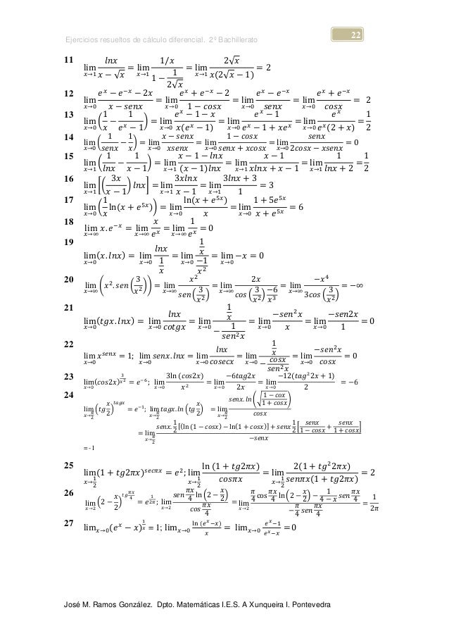 Ejercicios de calculo diferencial