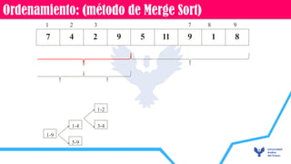 EJERCICIOS DE COMPLEGIDAD DE ALGORITMOS CON METODO Merge sort y ...