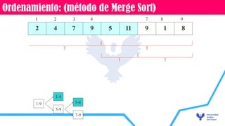 EJERCICIOS DE COMPLEGIDAD DE ALGORITMOS CON METODO Merge sort y ...