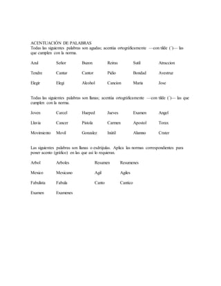 Ejercicios de división silábica | DOCX
