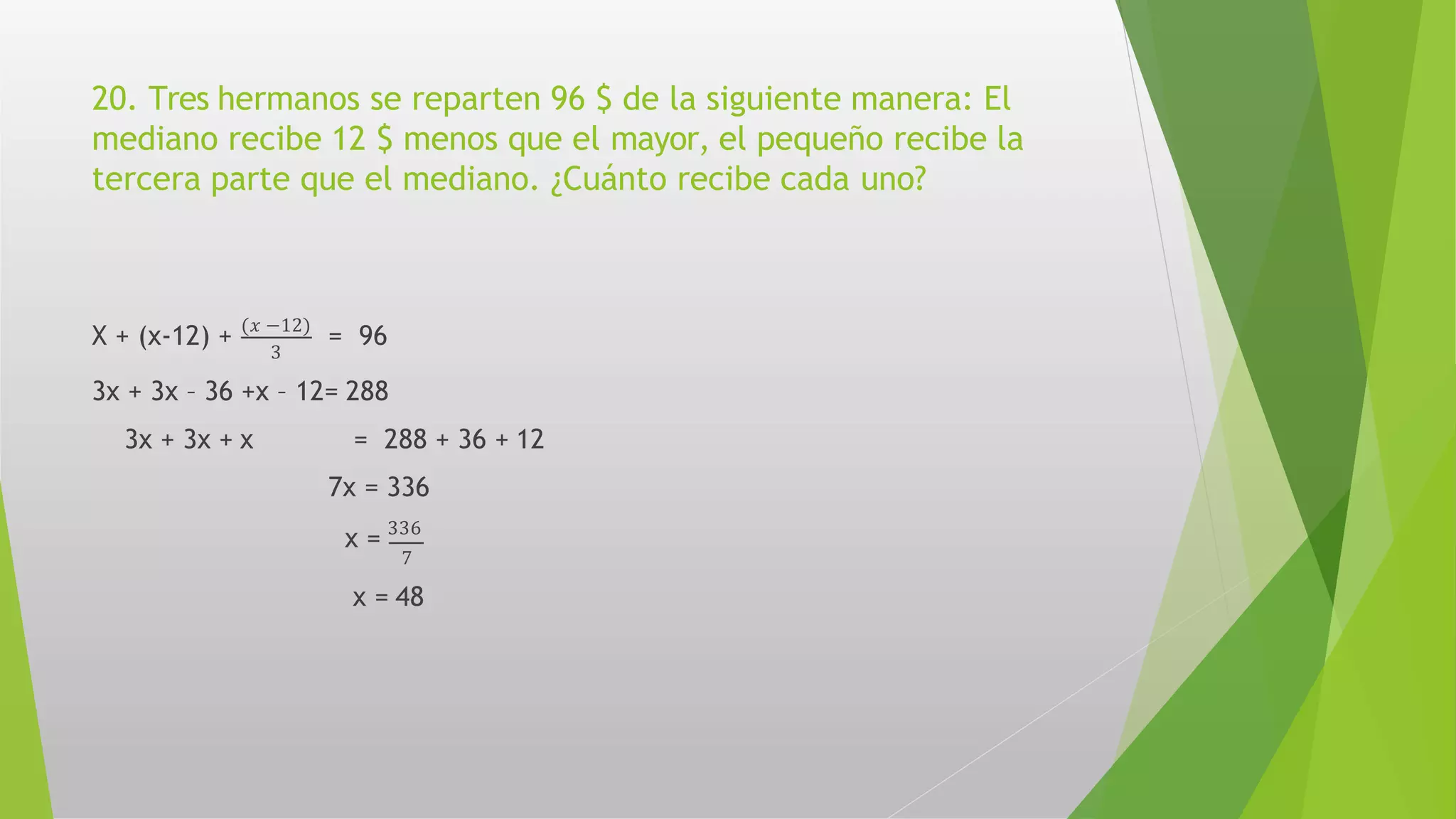 Ejercicios de ecuaciones lineales solucion | PPTX