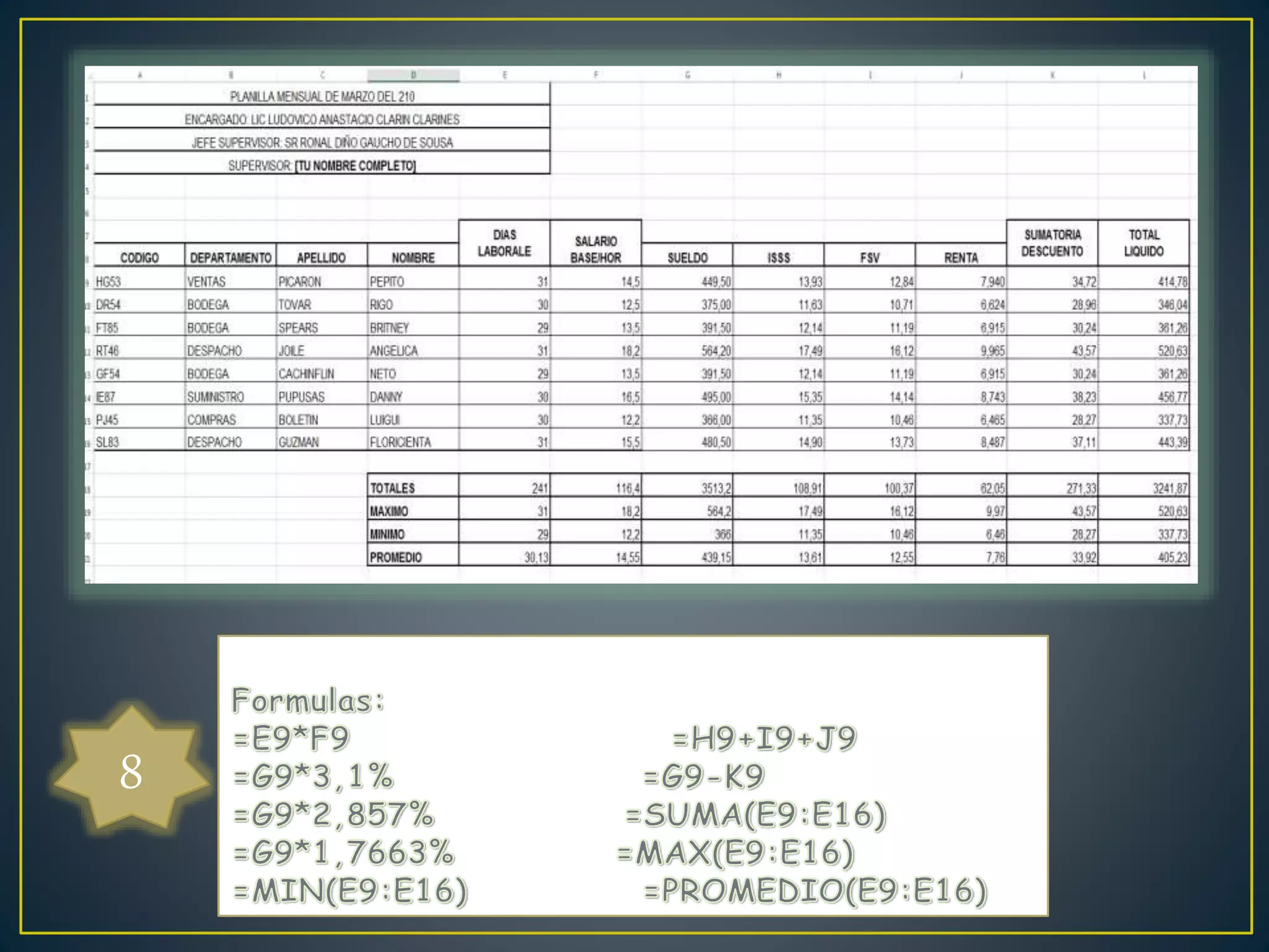 Ejercicios de excel. nathypptx | PPT