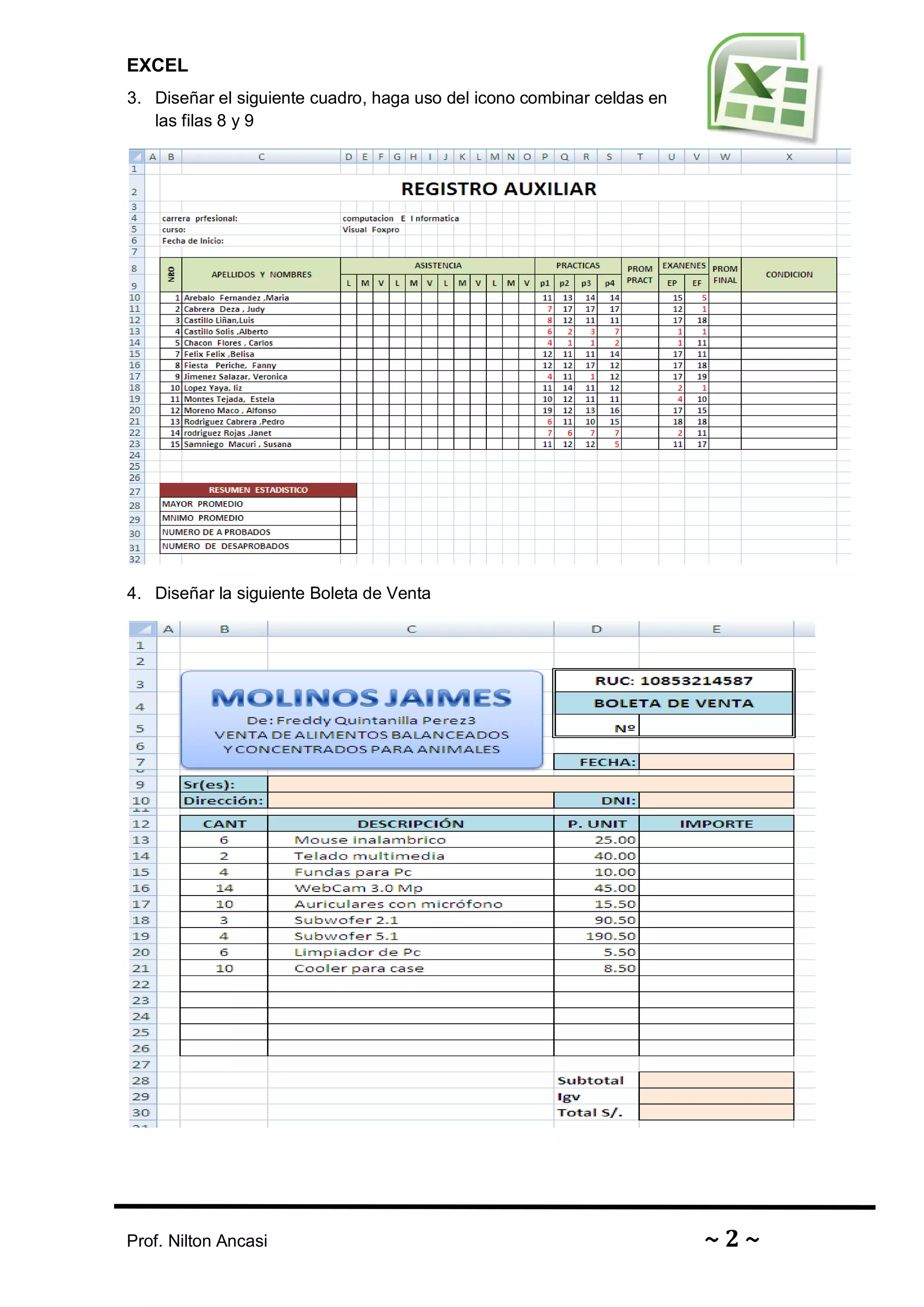 Ejercicios de excel 2010 itae | PDF