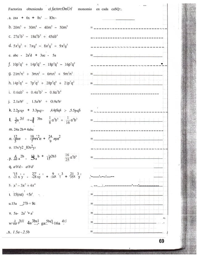 Ejercicios de factor comun | PDF