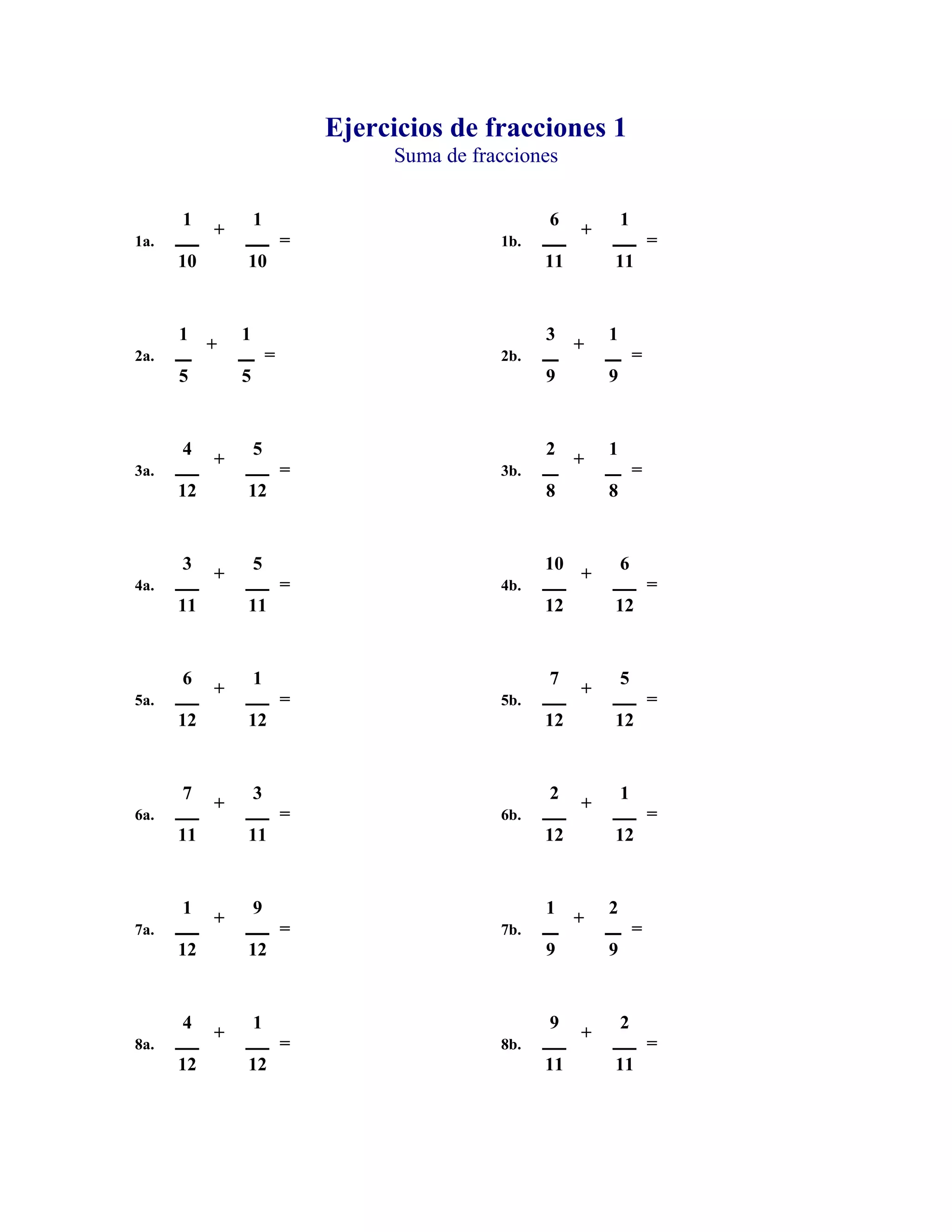 Ejercicios de fracciones | DOC