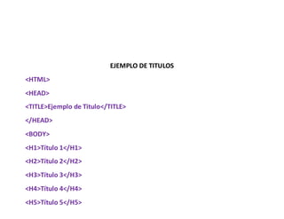 Ejercicios de html listas y titulos | DOCX