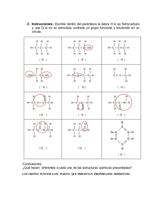 Ejercicios de identificacion de grupos funcionales Ejercicios de identificacion de grupos funcionales