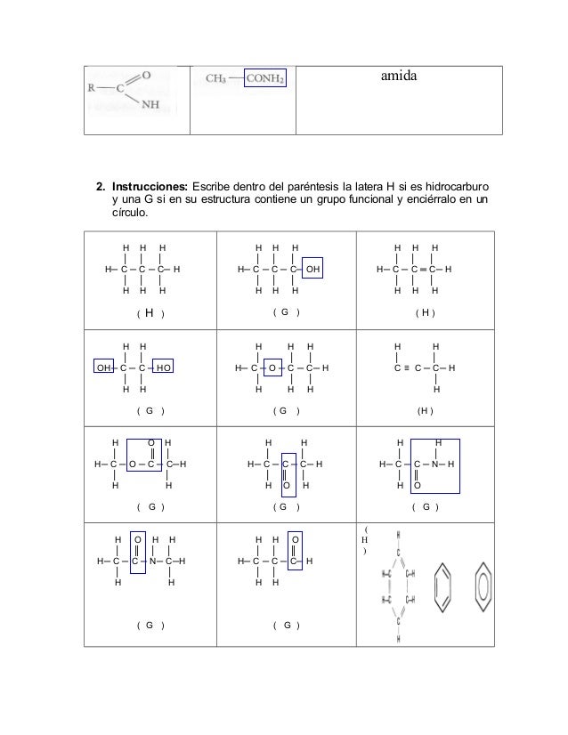 Ejercicios de identificacion de grupos funcionales Ejercicios de identificacion de grupos funcionales