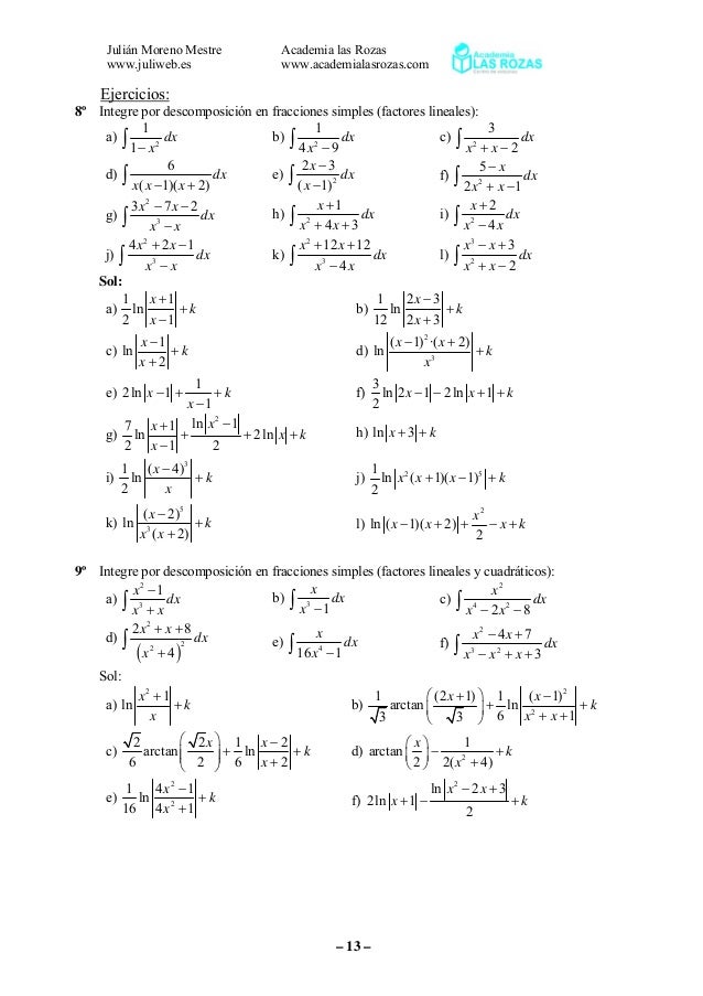 Ejercicios de integrales