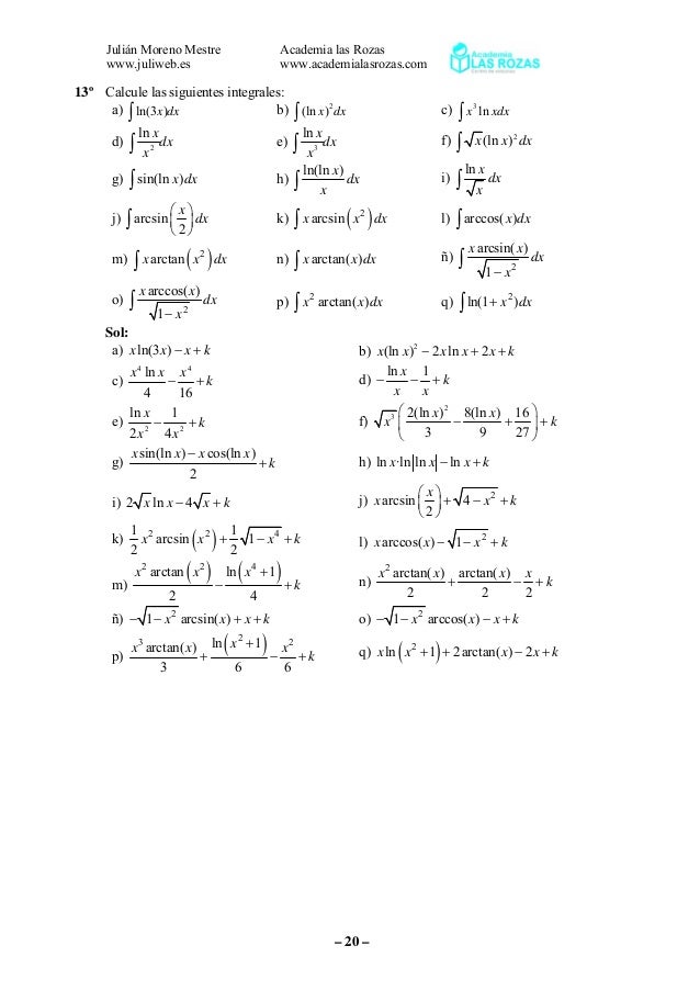 Ejercicios de integrales