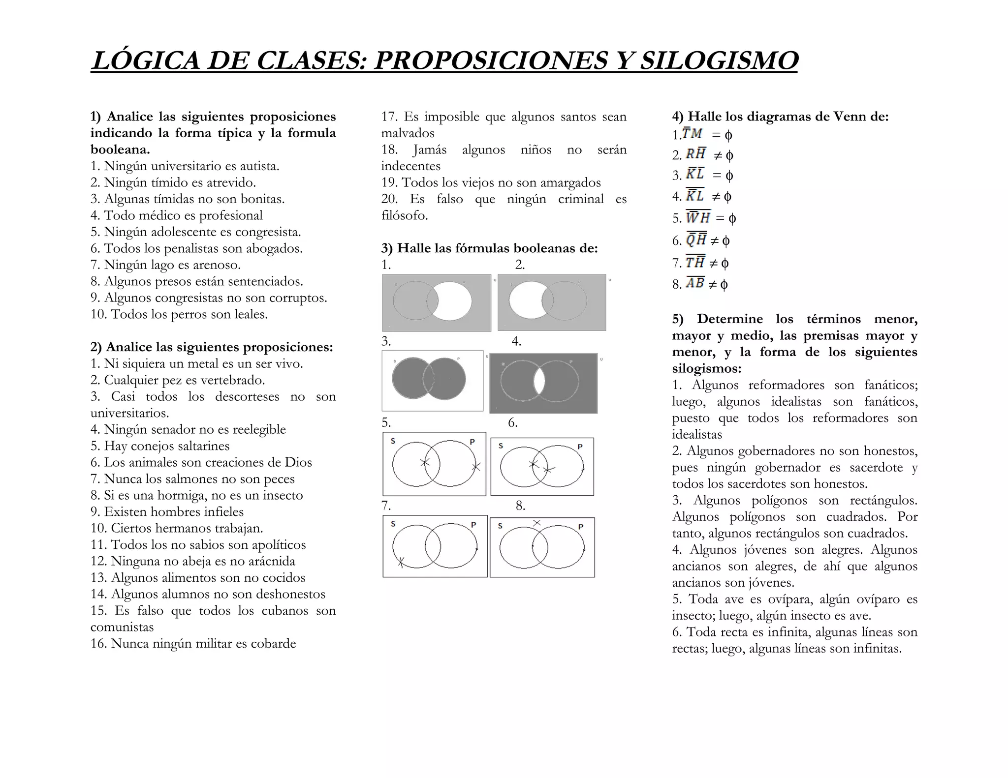 Ejercicios De Logica De Clases | DOC