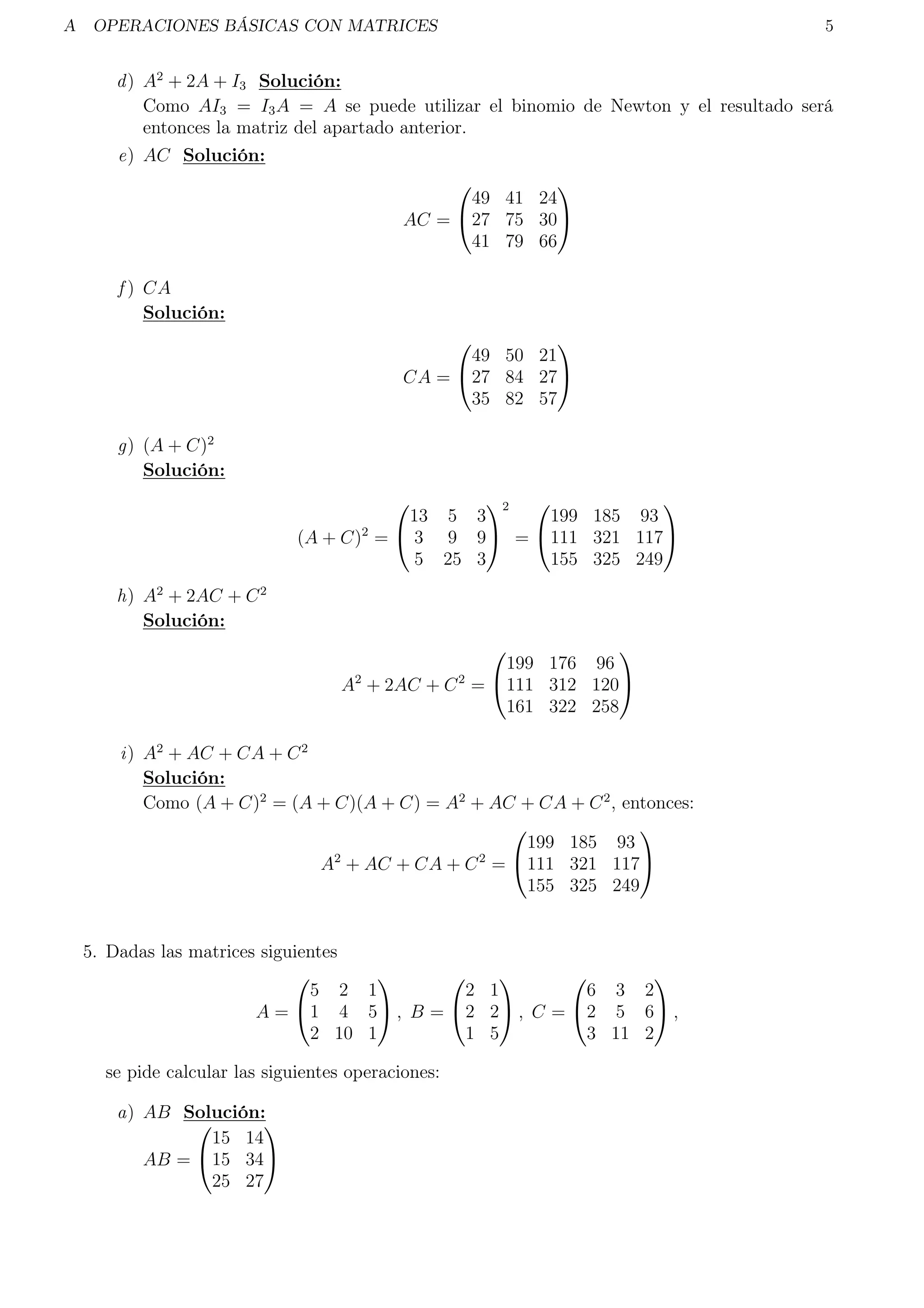 Matrices, ejercicios resueltos | PDF