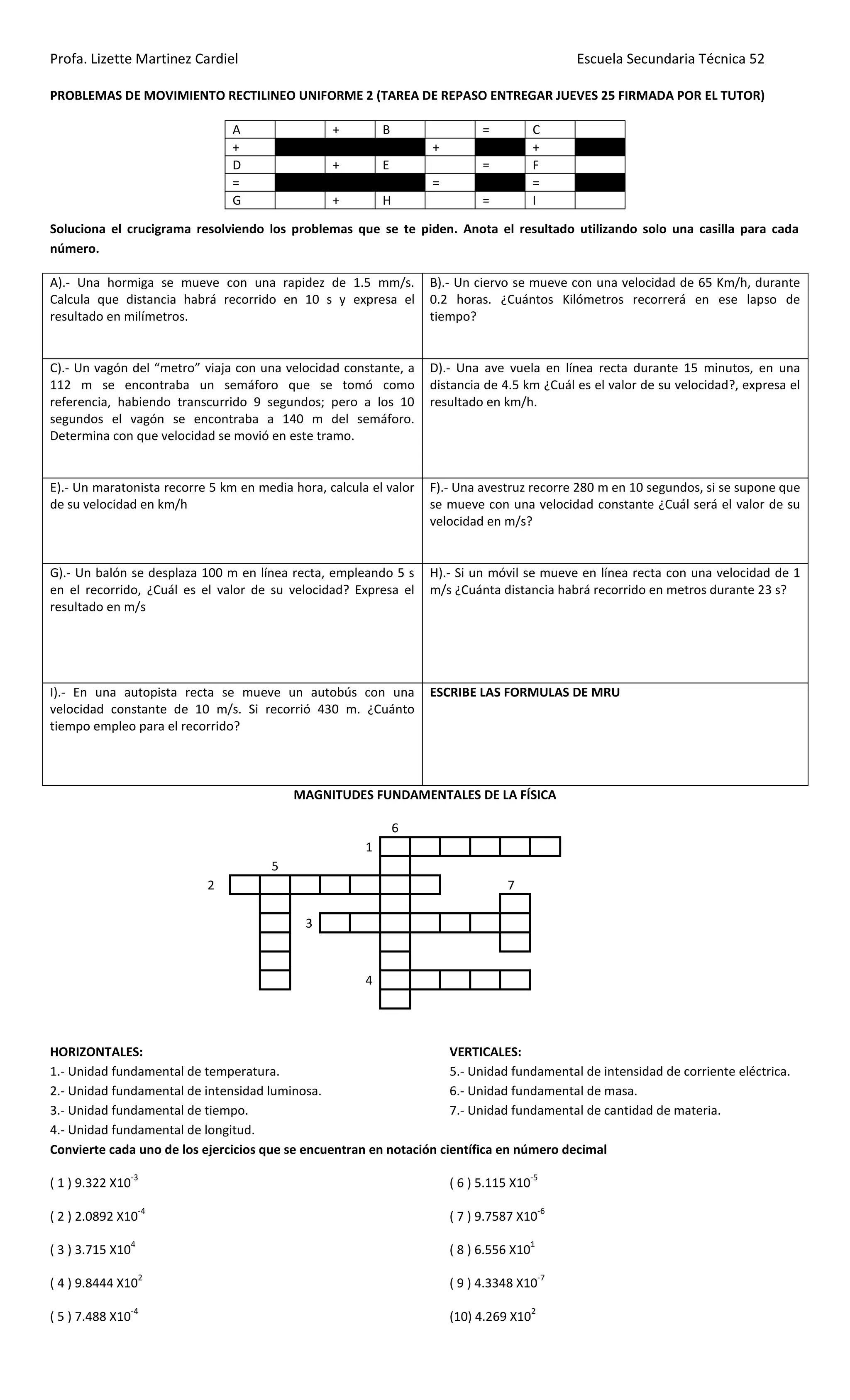 Ejercicios de mru | PDF