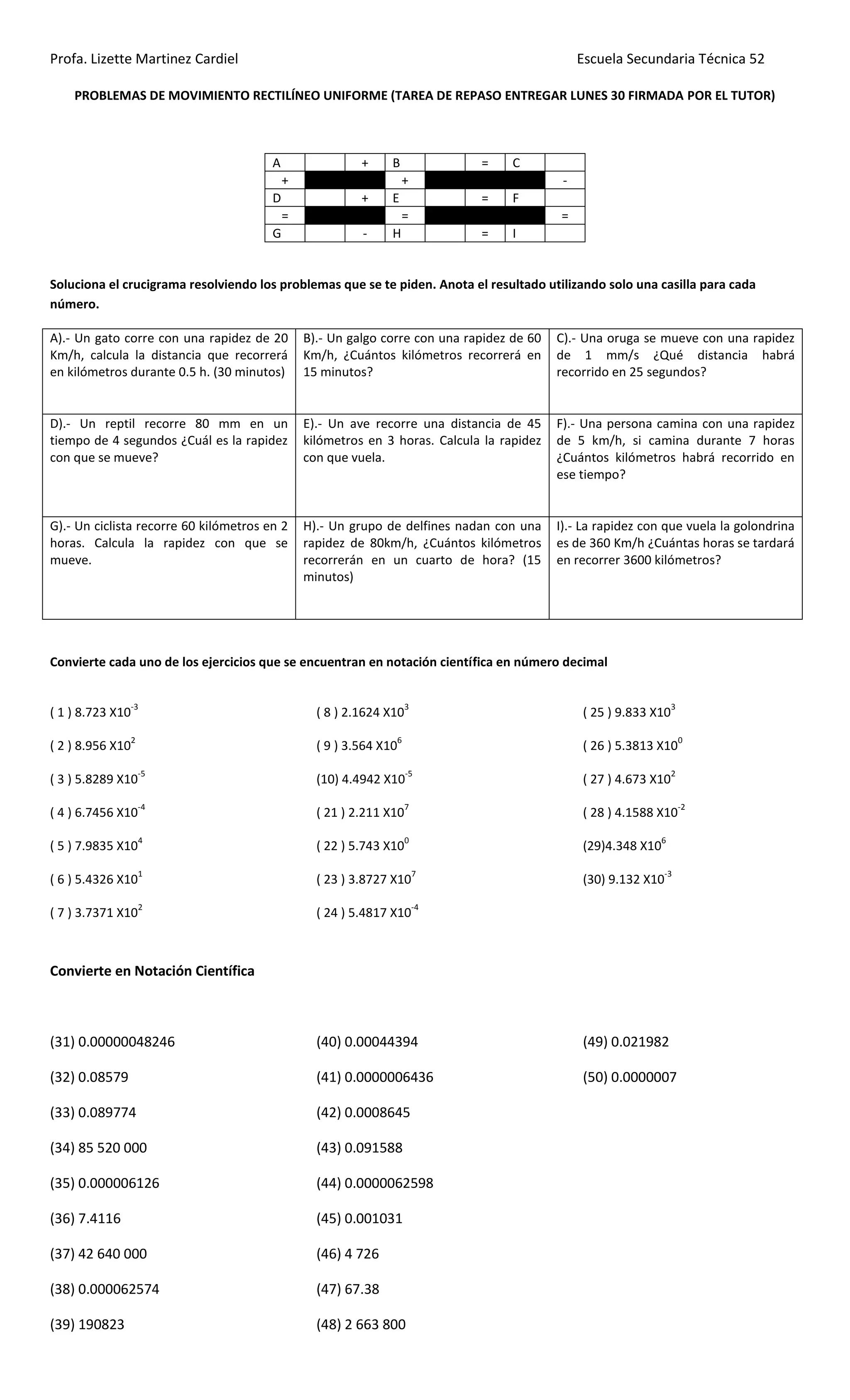 Ejercicios de mru | PDF