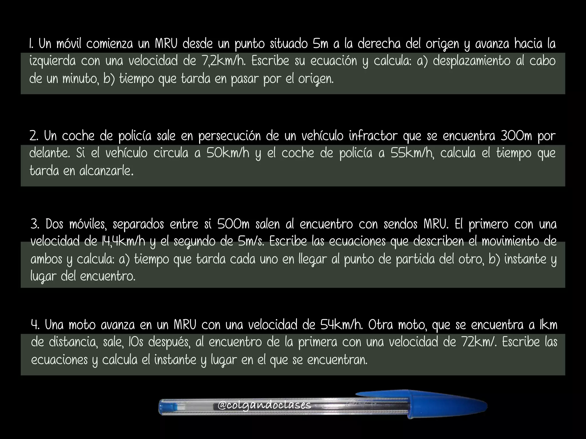 Ejercicios resueltos de MRU (Movimiento Rectilíneo Uniforme) | PDF