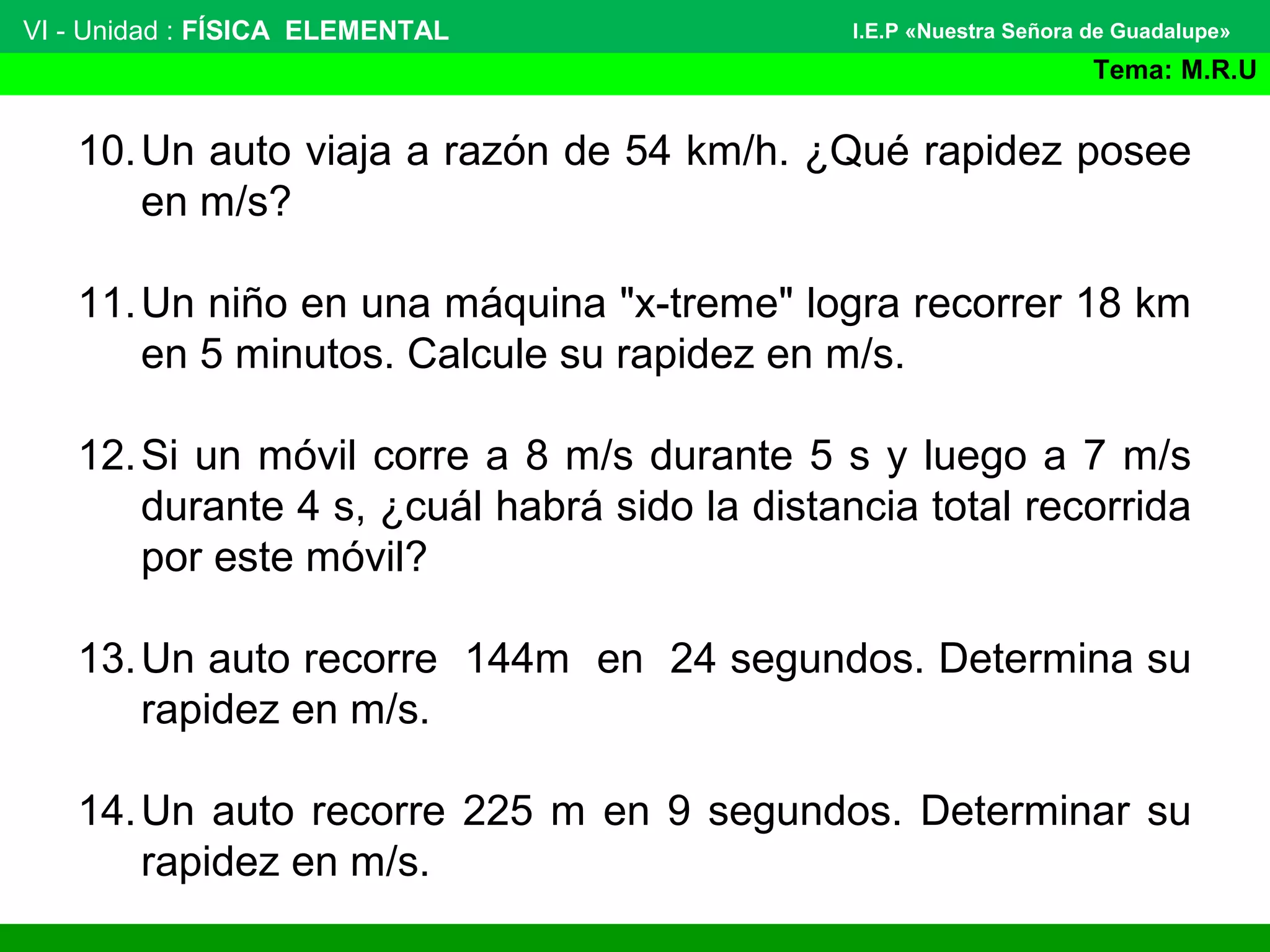 Ejercicios de mru | PPT