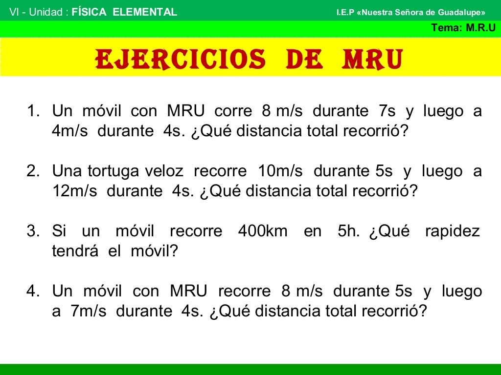 Ejercicios de mru