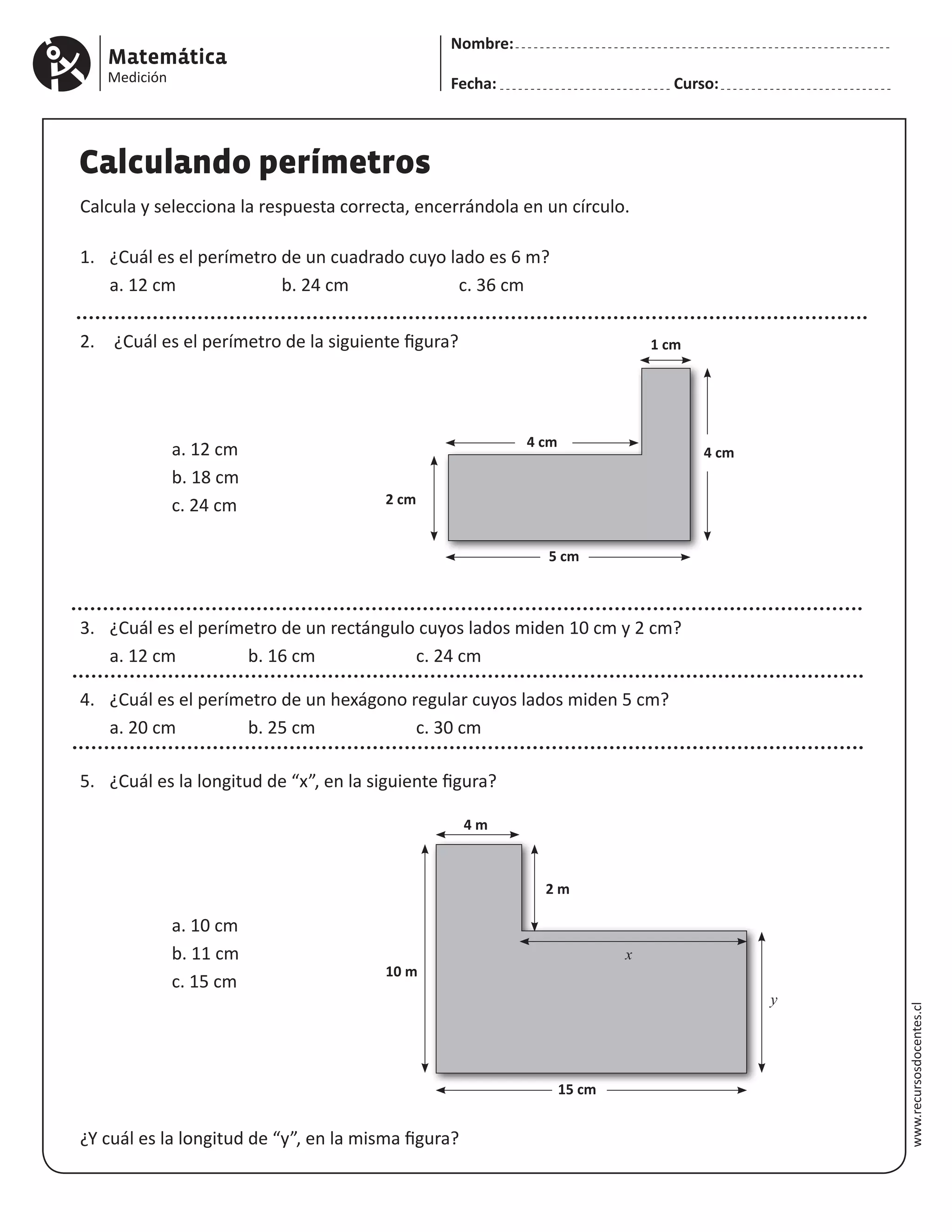 Ejercicios de perimetro | PDF