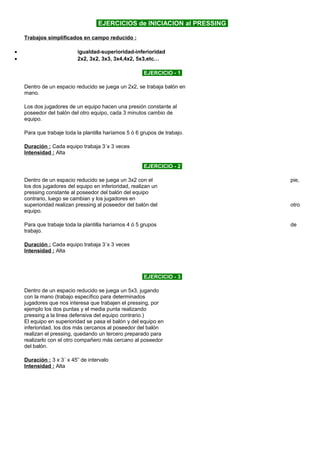 Ejercicios de pressing | DOC