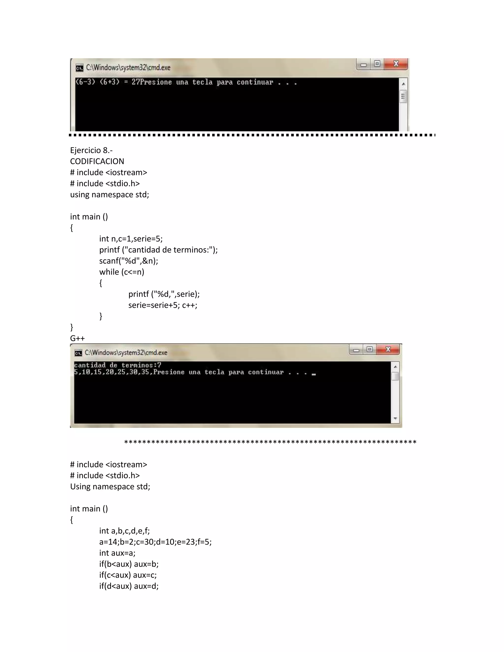 Ejercicios de programacion | DOCX