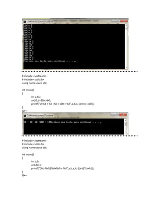 Ejercicios de programacion | DOCX