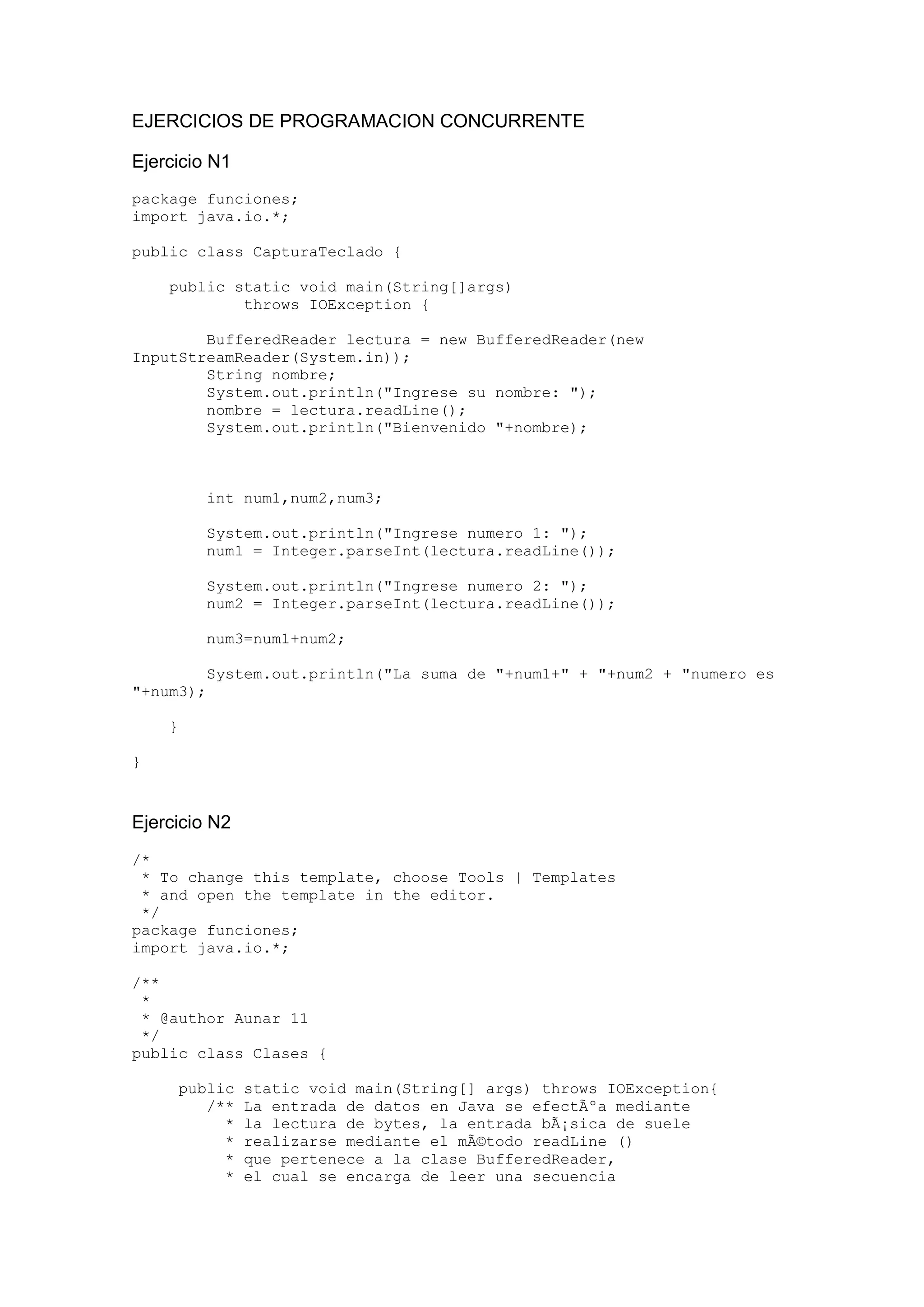 Ejercicios de programacion concurrente | PDF