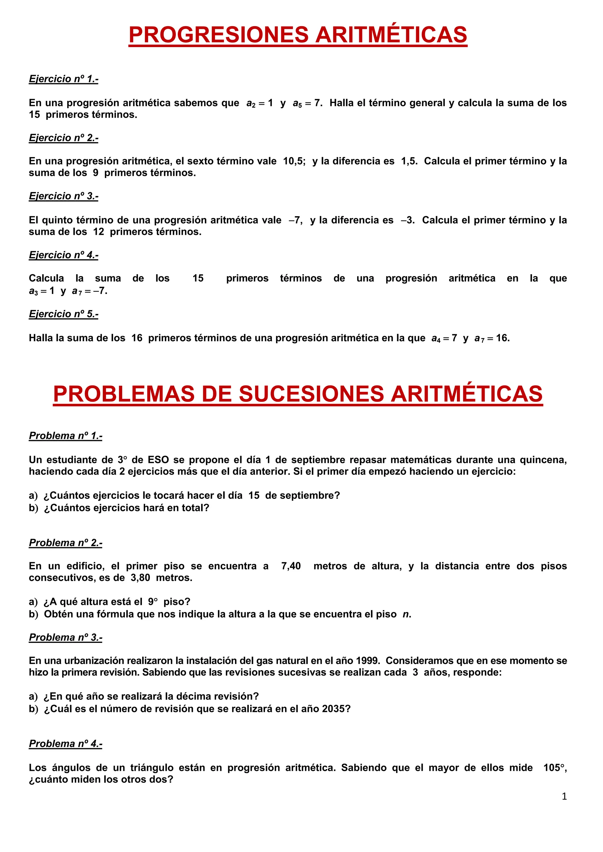 Progresiones y sucesiones aritméticas y geométricas | PDF