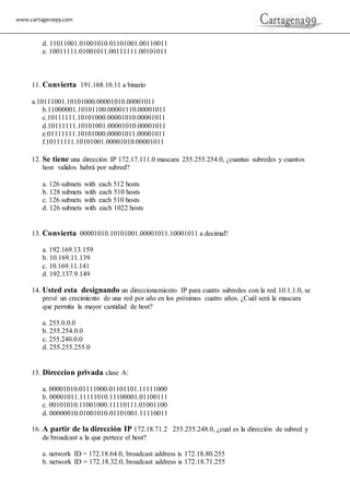 Ejercicios de redes | DOCX