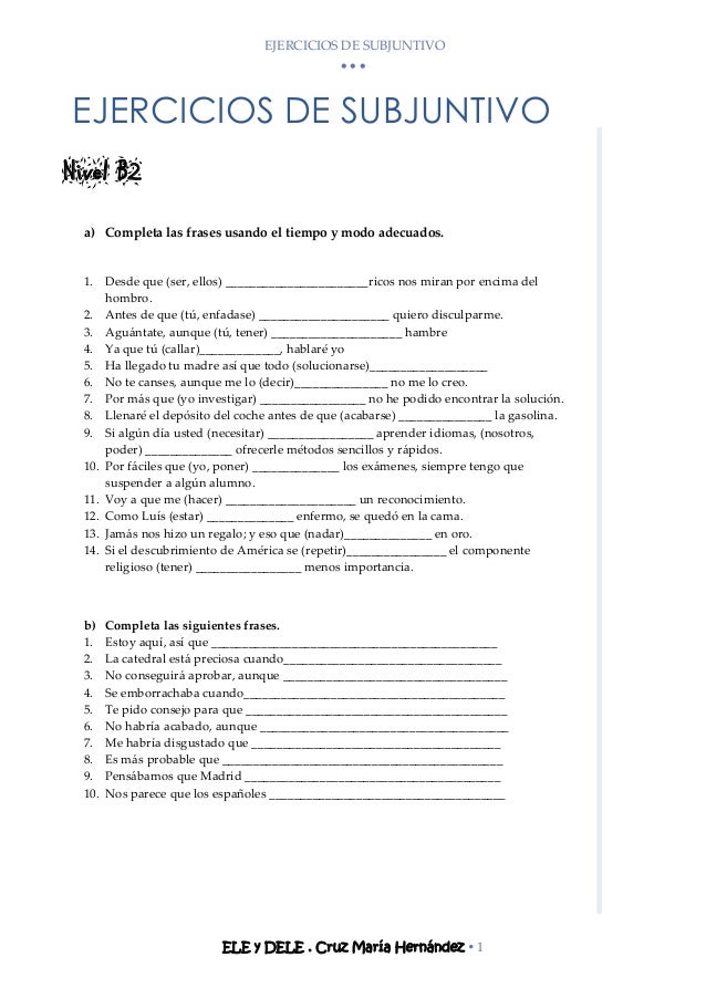 Ejercicios Subjuntivo