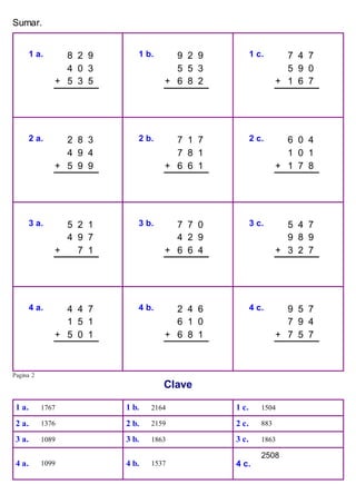 Ejercicios de sumar 3o | DOCX
