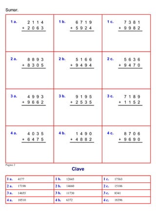 Ejercicios de sumar 3o | DOCX