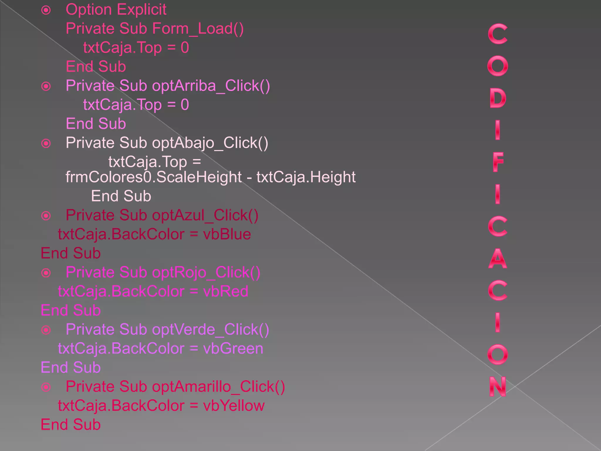 Ejercicios de visual | PPTX