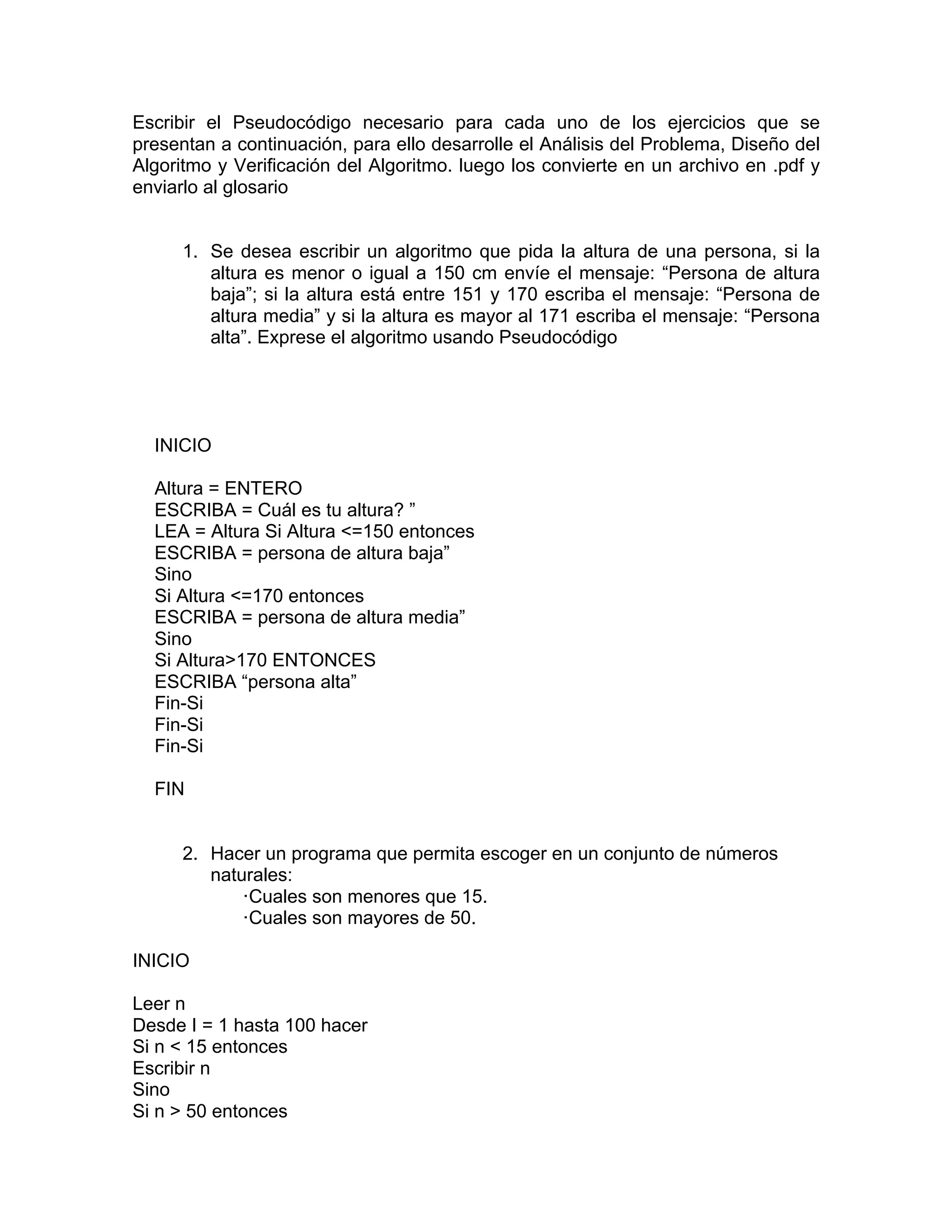 Ejercicios Estructuras Selectivas Anidadas | PDF