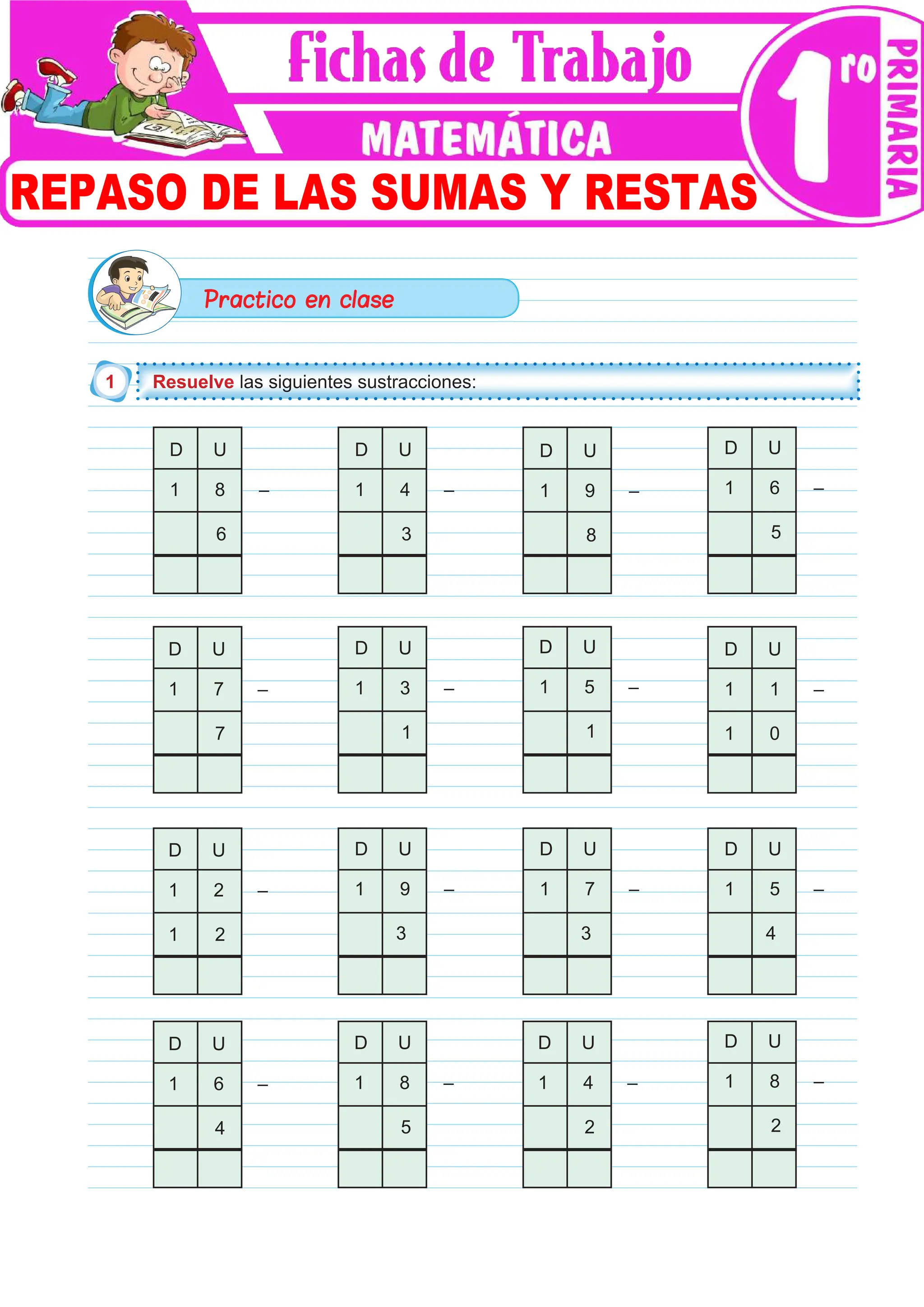 EJERCICIOS FINAL SUMAS, RESTAS, DECENA Y UNIDAD, NUMERO ANTERIOR Y ...