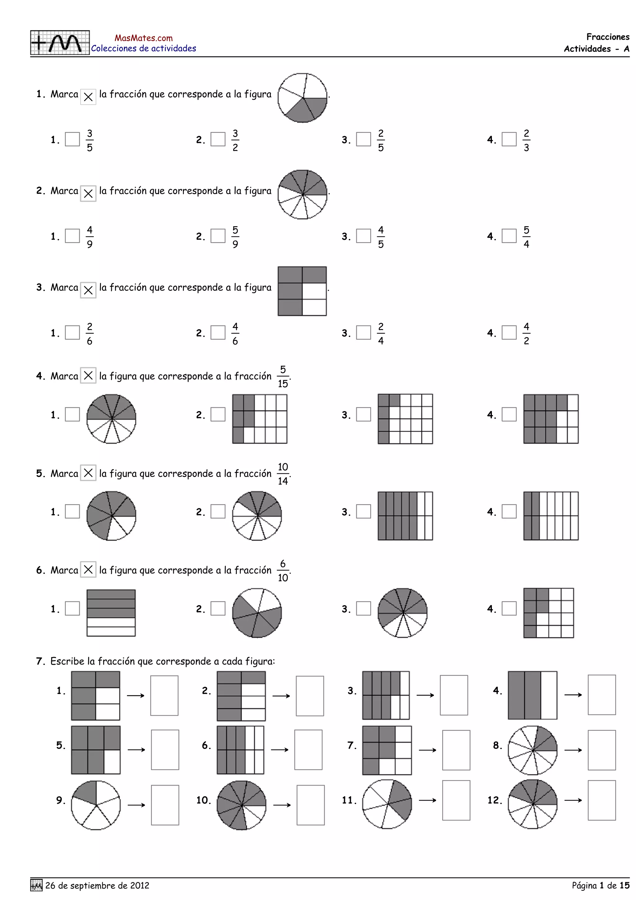 Hoja De Trabajo De Fracciones Con Diagrama De Líneas