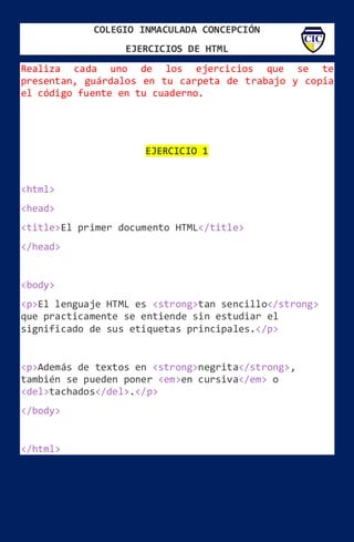 Ejercicios html 040716 | DOCX